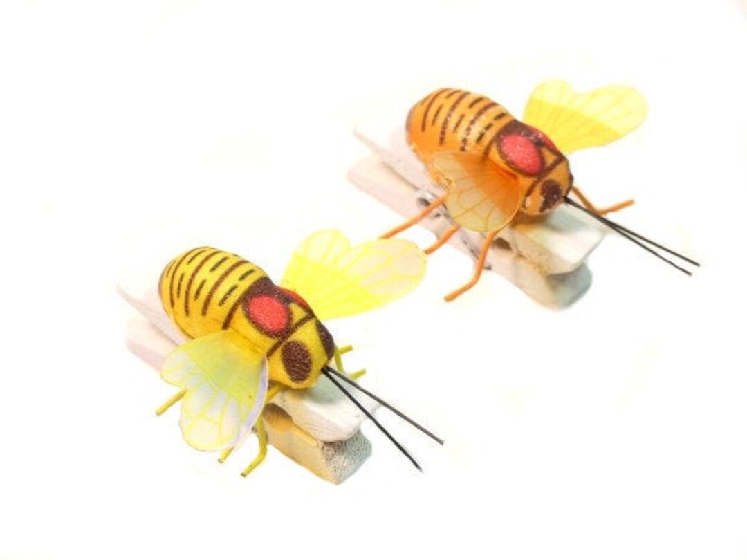 7 Yellow or Orange Bees Artificial Bees Inches Scrapbooking Craft ...