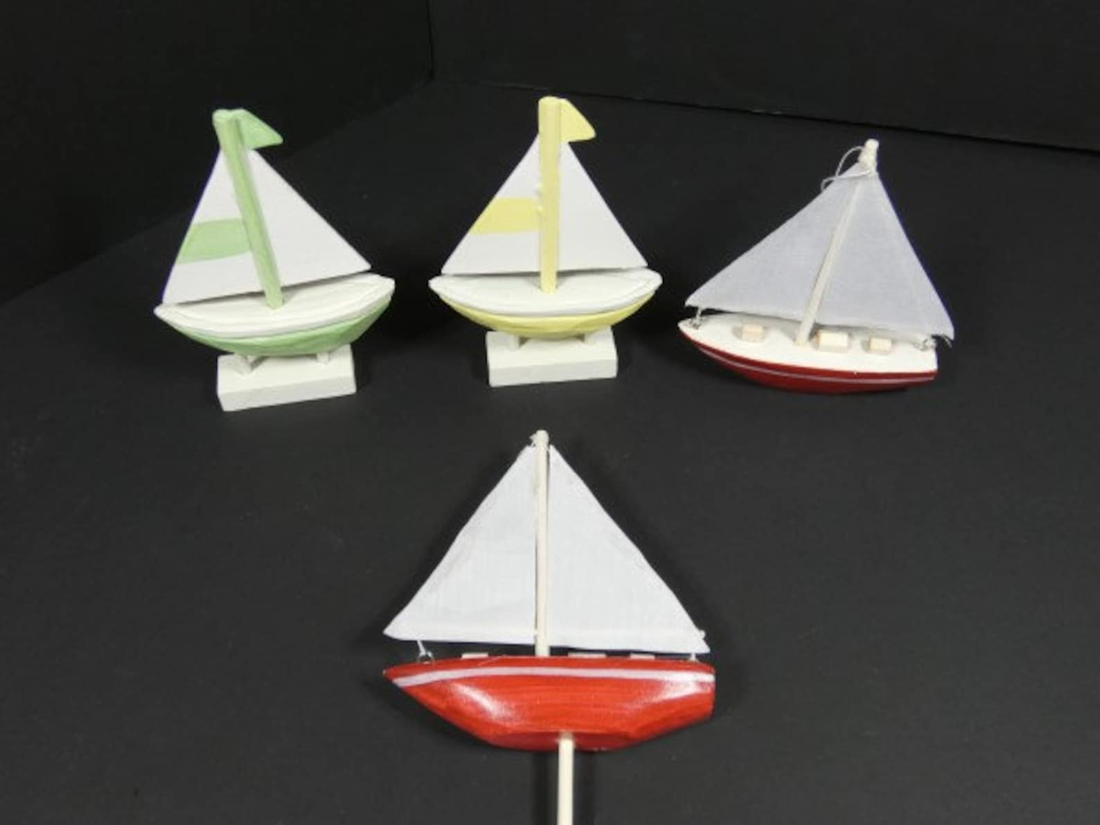 1 Wooden Mini Ship Small Boat Sail Boat Cake Topper Mermaid Wedding ...