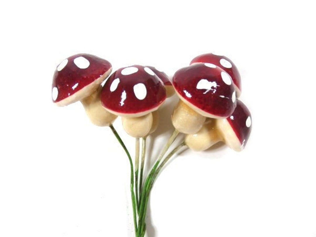 12 Fake Red White Mushrooms 12 Fairy Garden Mushroom Terrarium Mini ...