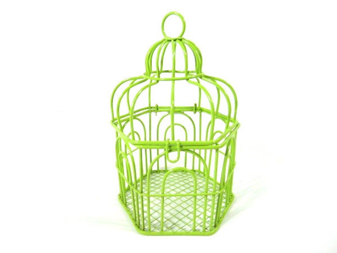 1 Green Mini Fairy Garden Bird Cages Mini Bird Cage Cake Topper Bird ...