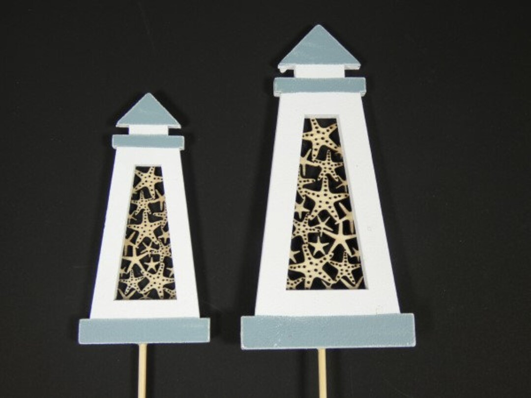2 Lighthouse Cake Toppers Small or Big Nautical Theme Lighthouse Cake ...