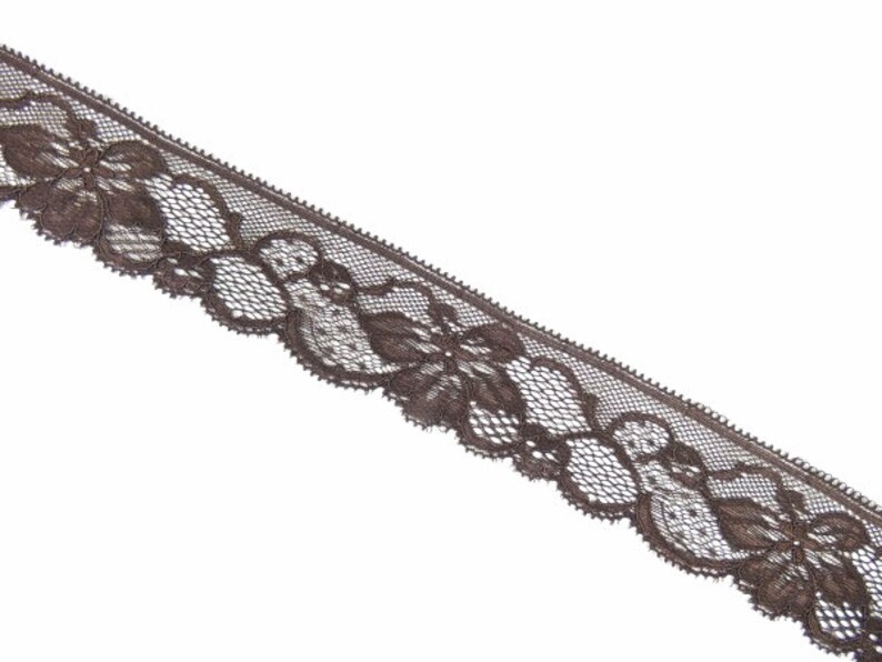 Dark Brown Lace Trimming 1 Yard Floral Lace Stretch Lace | Etsy