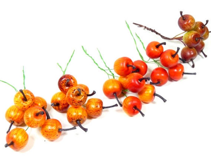 6 Mini Apples Orange Red Green Fairy Garden Apples Terrarium Green Fake ...