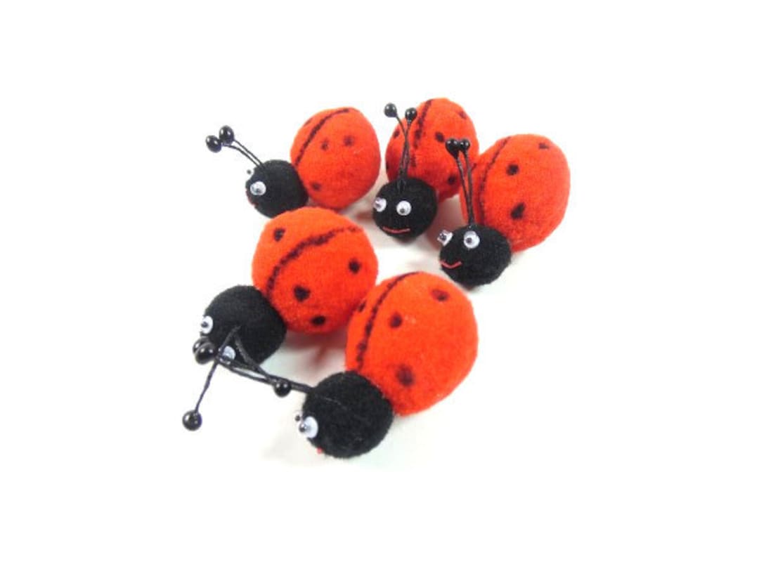 5 Red Ladybugs 1.4x1.4 Inches Artificial Ladybugs Fake Ladybug ...