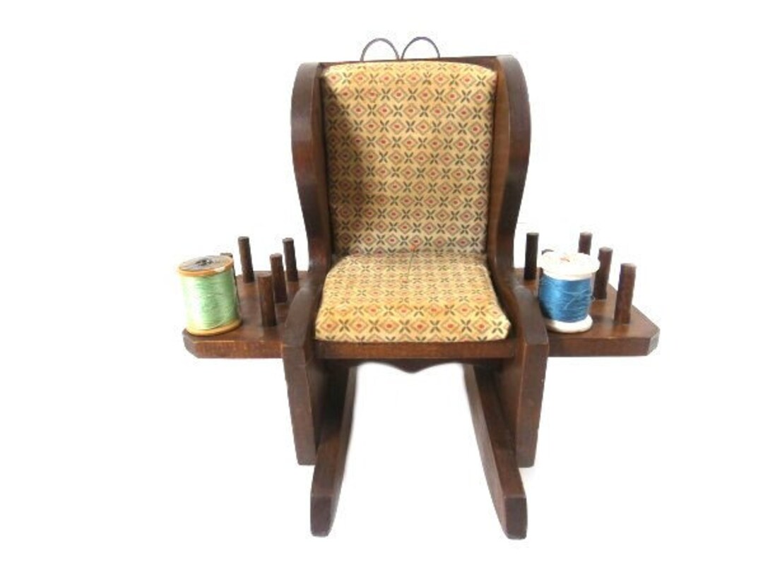 Vintage Rare Pin Cushion Rocking Chair Doll Chair Sowing Supply Sewing ...