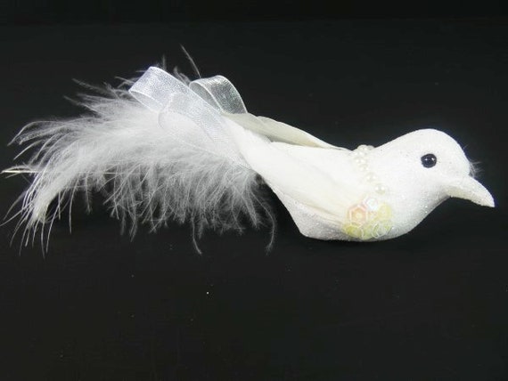 1 White Dove Bird Looking Right Wedding Bird With Pearl - Etsy