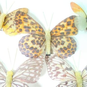 Mix of 5 Butterflies Beige Brown Fake Butterfly Fabric Butterflies ...