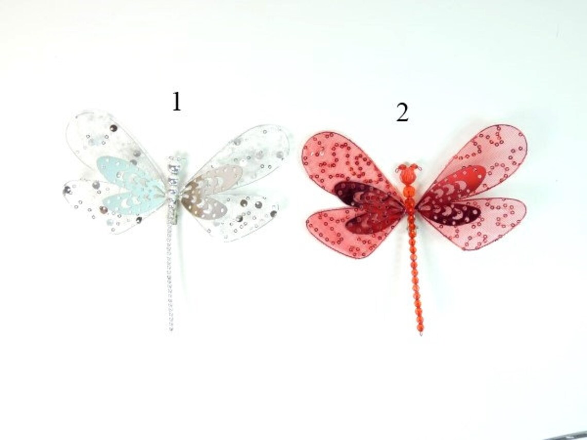 Big Silver or Red Dragonfly Fake Dragonfly Scrapbooking - Etsy
