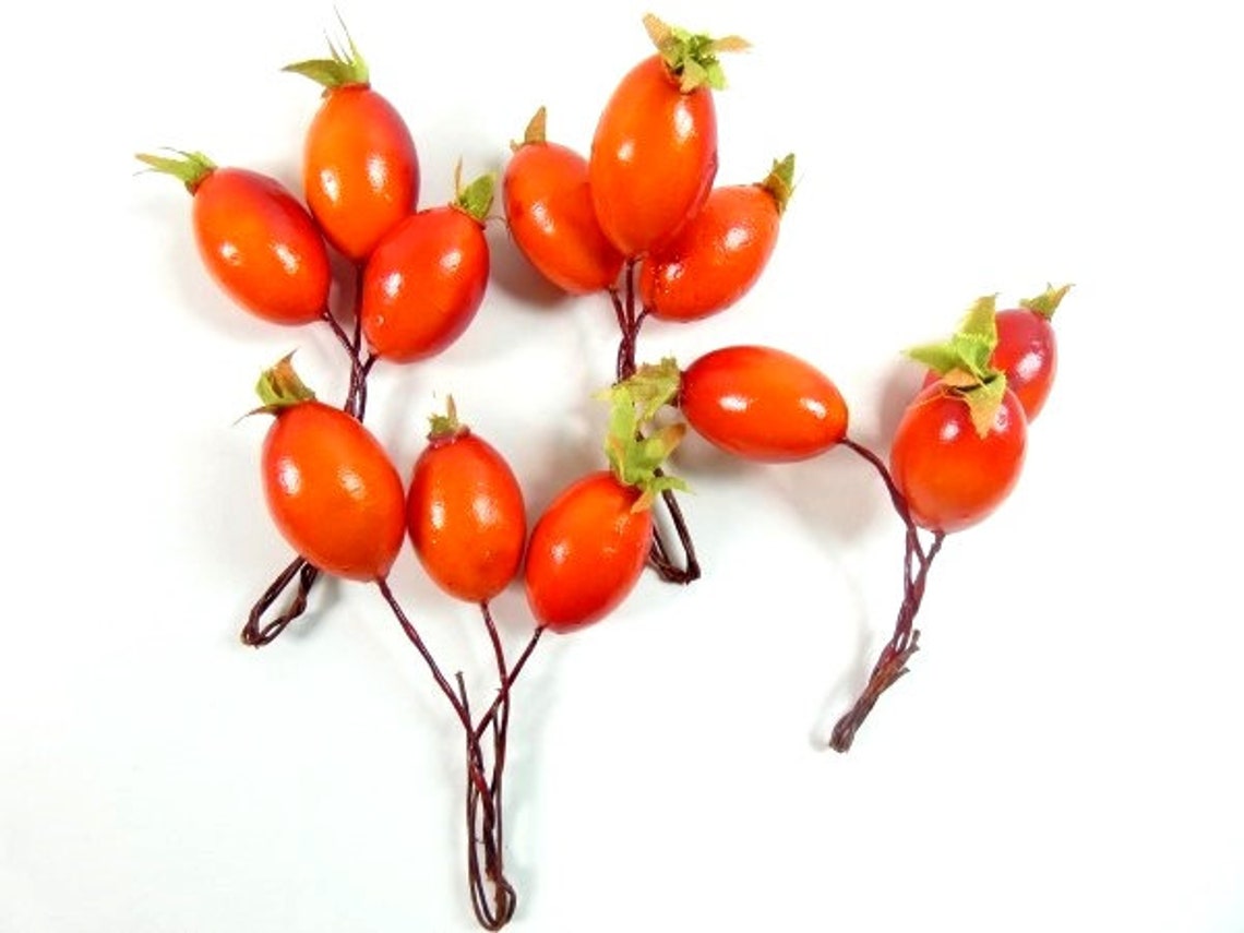 Set of 12 Oval Orange Red Artificial Berries Scrapbooking | Etsy