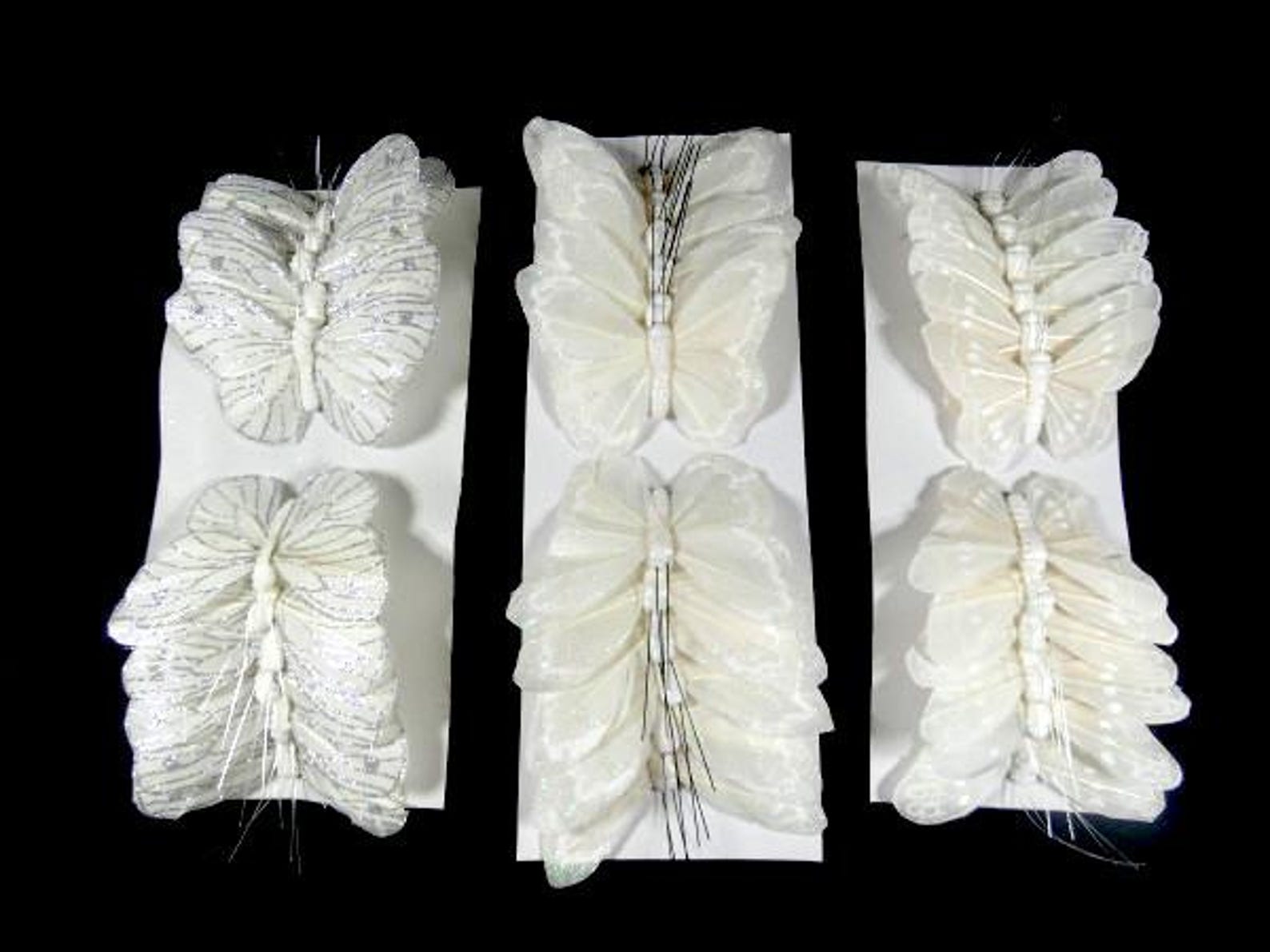 12 White Butterflies Glitter Butterflies Fake Butterfly Scrapbooking ...