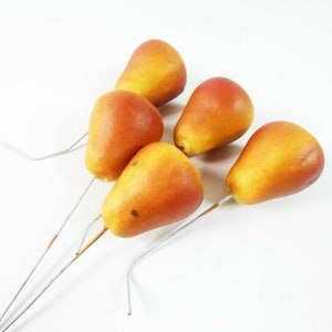 5 Brown Red Pears Small Pears Mini Pears Fake Pears Artificial Pears ...
