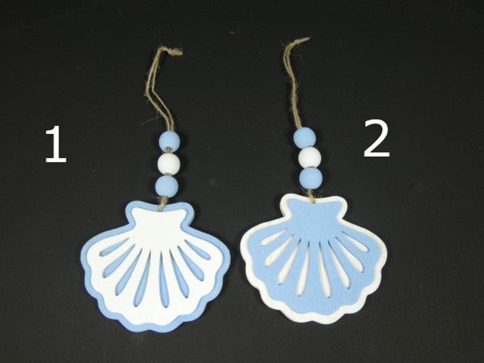 1 Big Seashell Hanger White or Blue Starfish Big Starfish Nautical ...