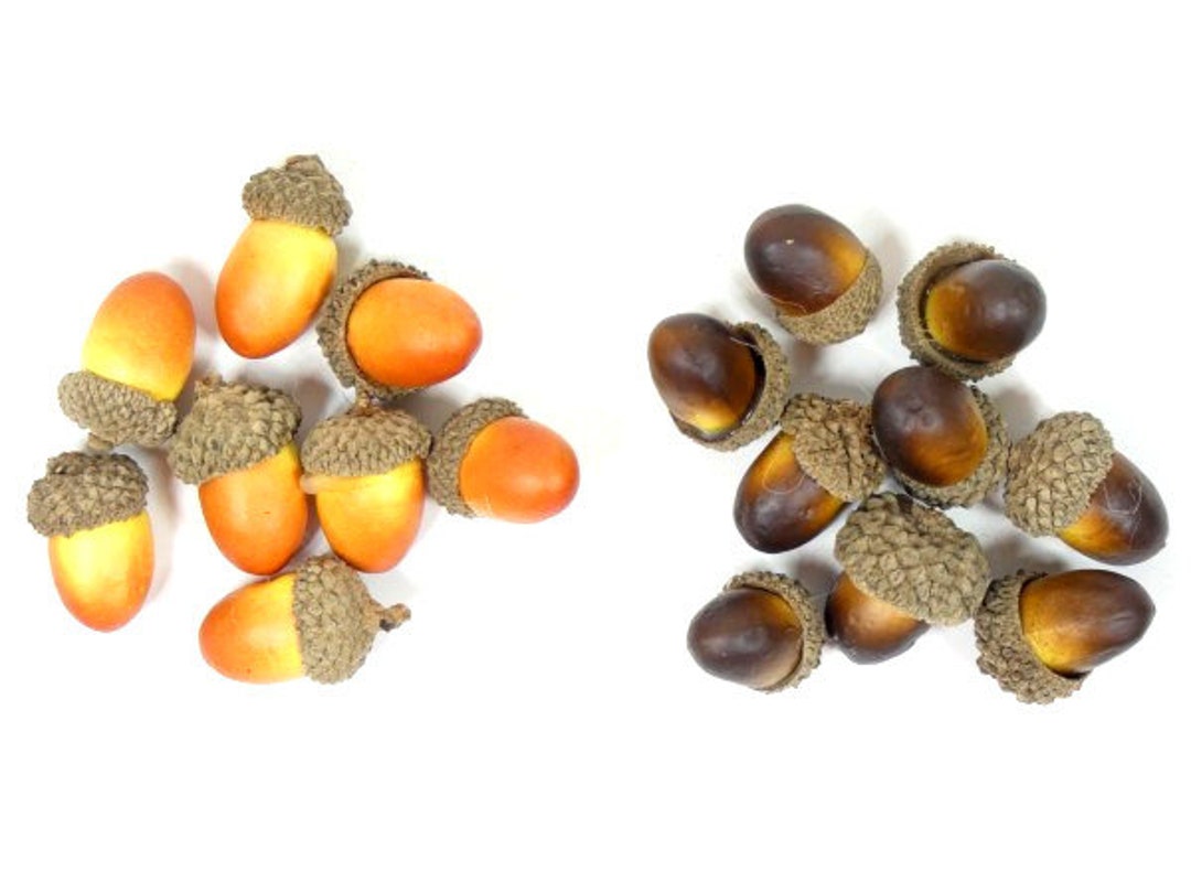9 Yellow Brown or Brown Fake Acorns Fairy Garden Acorns Terrarium ...