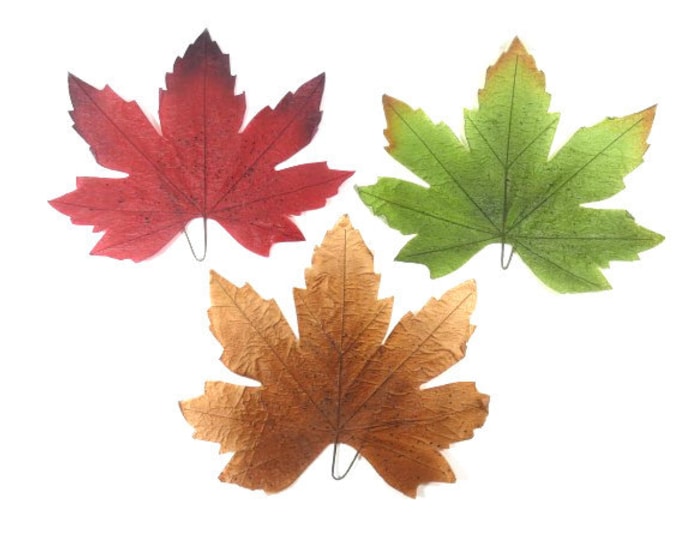 1 Jumbo Maple Leaf 16 Inches Autumn Fall Leaves Artificial Fake Leaves ...