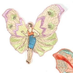 Antique Applique Silk Fairy Patches Pink Embroidery Applique Patches ...