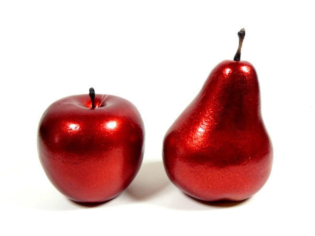 1 Metallic Red Apple or Pear Fake Artificial Fruit Flower Arrangement ...