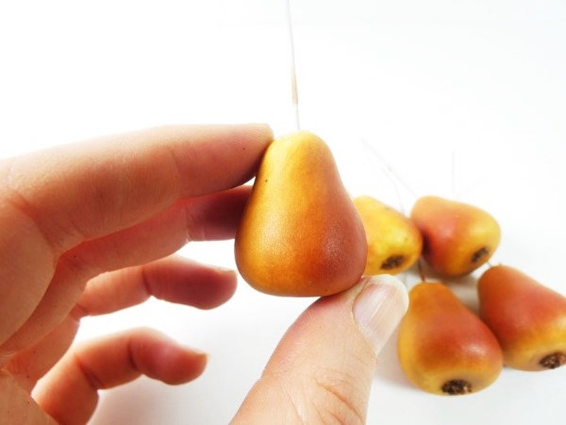 5 Brown Red Pears Small Pears Mini Pears Fake Pears Artificial | Etsy