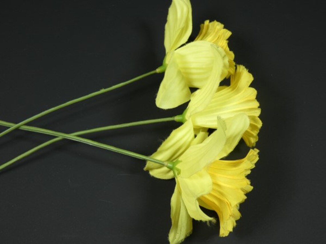 3 Vintage Fake Daffodils Narcissus Silk Flowers 3 Yellow | Etsy