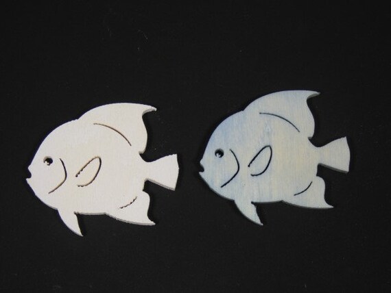 10 Laser Cut Wooden Fish White Or Blue Fish Wood Fish Scrap | Etsy