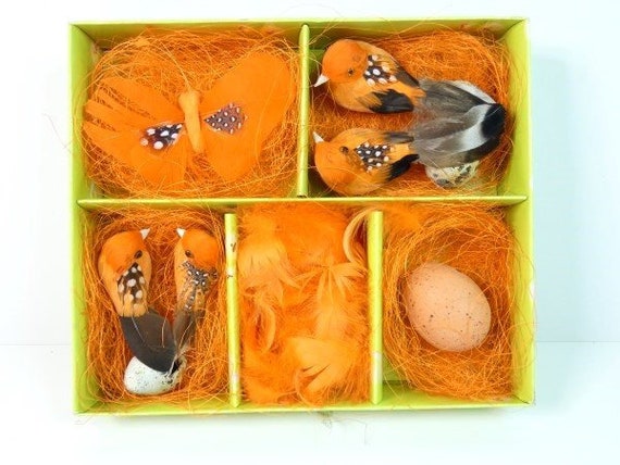Orange Birds Set Bird Nests Birdsnest With Egg Fake Birdnest | Etsy