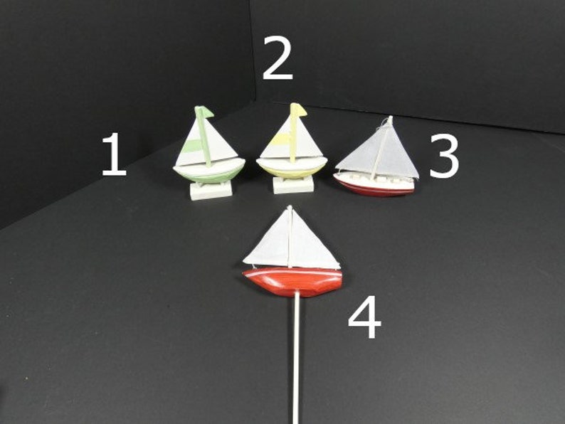 1 Wooden Mini Ship Small Boat Sail Boat Cake Topper Mermaid Wedding ...