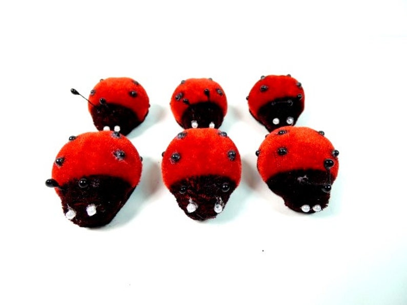 6 Big Red Ladybugs 1.75 Inches Artificial Ladybugs Fake Ladybug ...