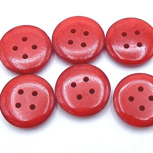 4 Ruby Red Coat Buttons Vintage 4 Hole 15mm 1.5cm .6 Inch Red Shirt ...