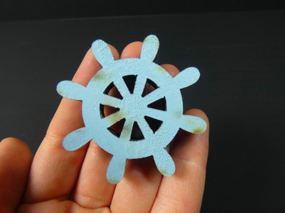 5 Light Blue Laser Cut Wooden Ship Wheels Wood Shipwheels Scrapbooking ...