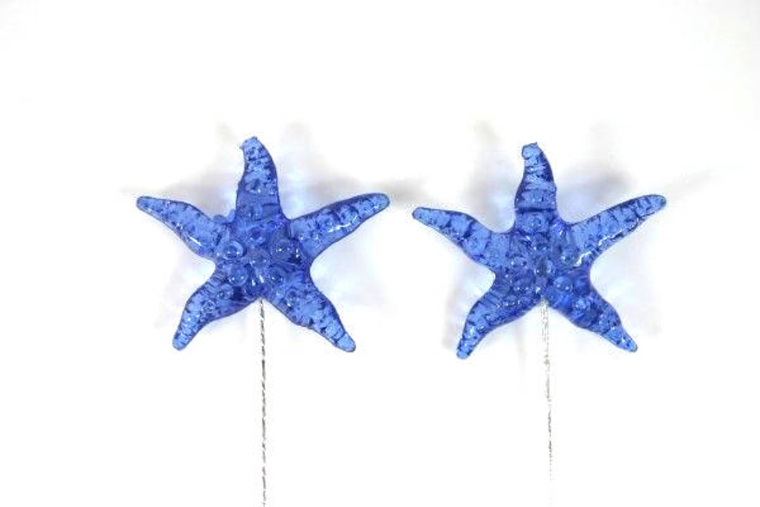 2 Blue Starfish Cake Toppers Starfish Cake Decorations Mermaid Wedding ...