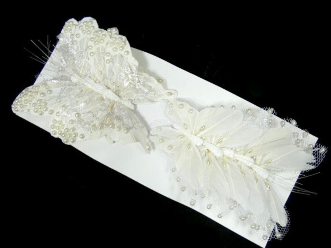 12 White Butterflies Fake Butterfly Feather Butterflies Hat ...