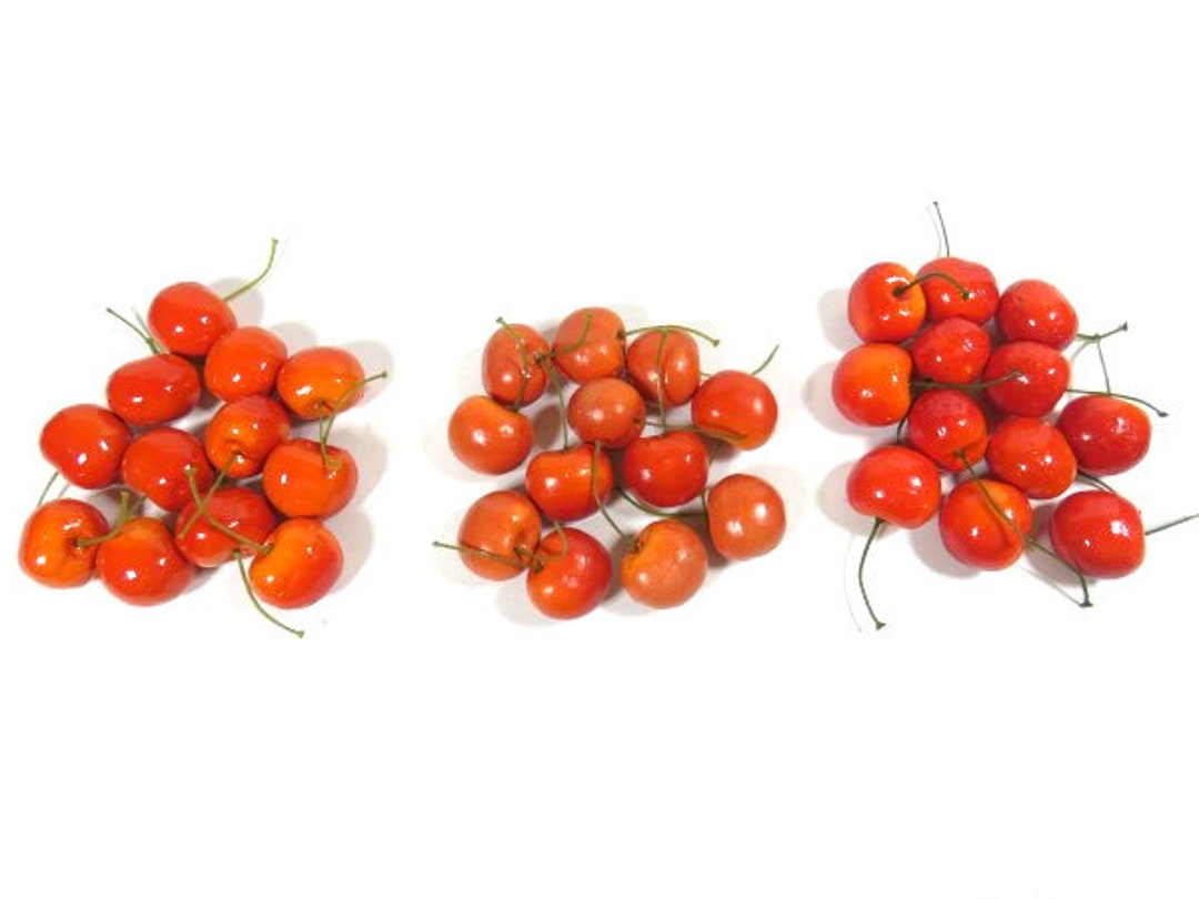 12 Big Red or Dark Red Fake Cherries Artificial Flower Arrangement ...