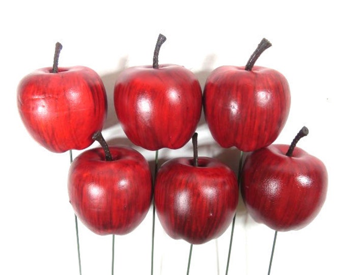 6 Small Dark Red Apples Fake Artificial Fairy Garden Apples Terrarium ...