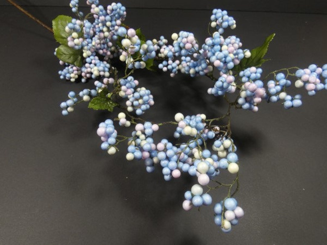 1 Jumbo Blue Berry Branch Artificial Fake Berries Fairy Flower Crown ...
