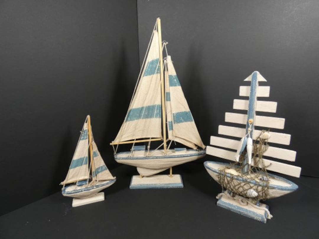 1 Wooden Ship Small Boat Sail Boat Cake Topper Mermaid Wedding Theme ...