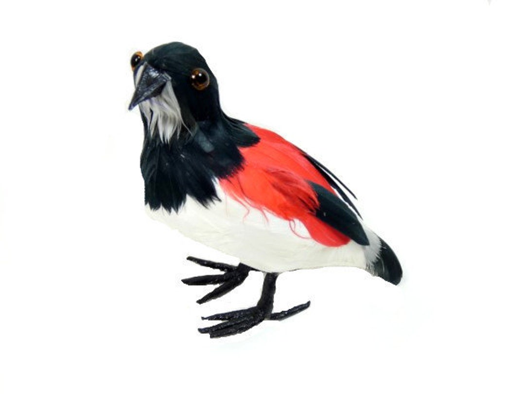 1 Big Red White Black Bird Fake Artificial Feather Bird Bouquet Wreath ...