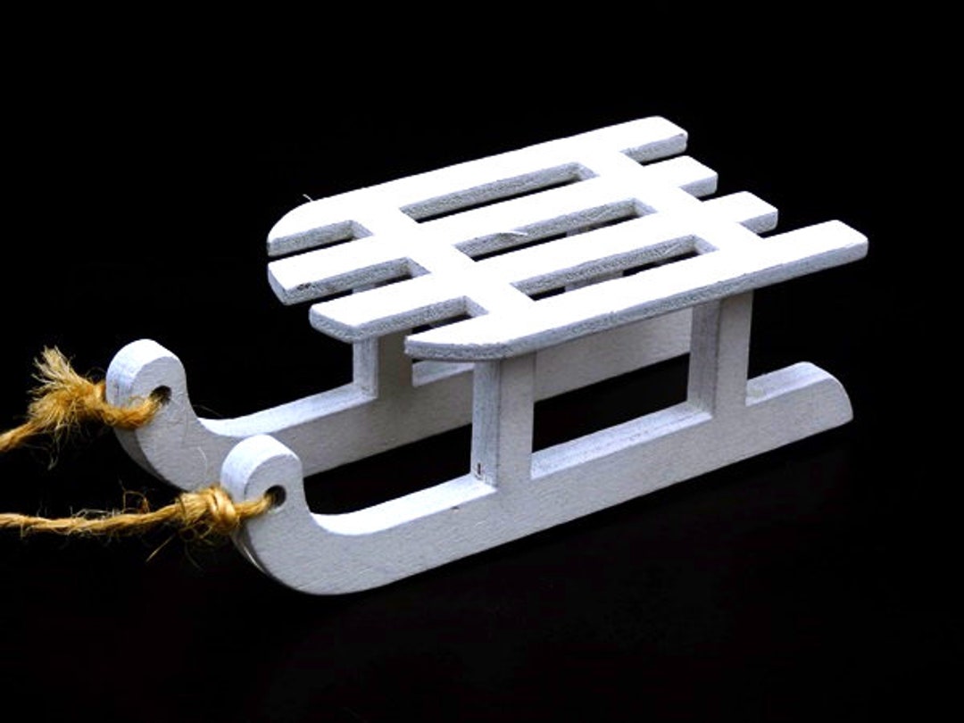 1 Small White Wooden Sled Miniature Sled Small Shed for Crafting Craft ...