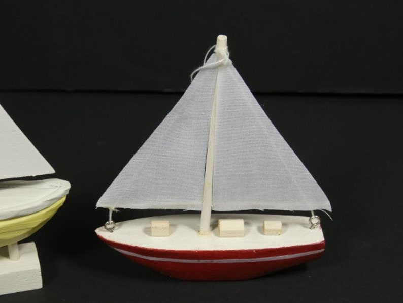 1 Wooden Mini Ship Small Boat Sail Boat Cake Topper Mermaid Wedding ...