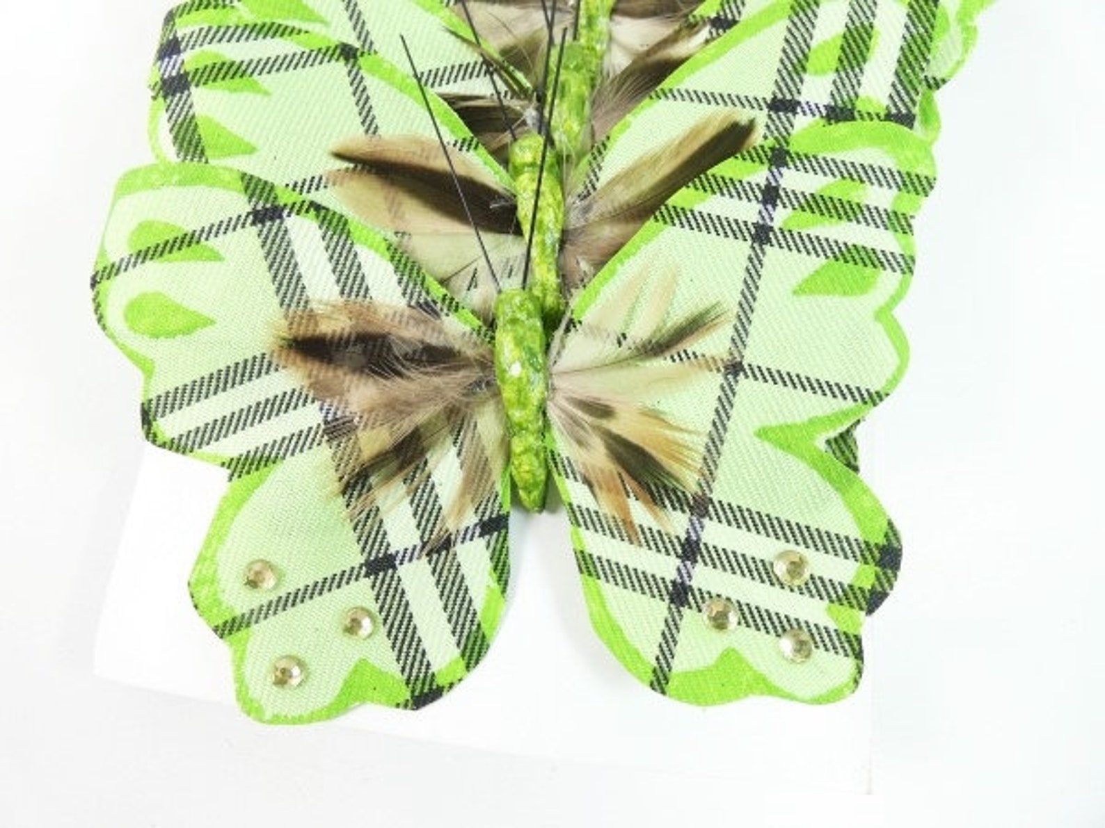 6 Green Butterflies Fabric Butterflies Butterfly Embellishments ...