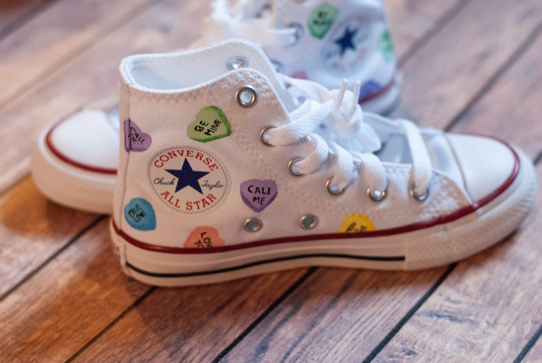 Candy Heart High Top Converse | Hand Painted Converse - Etsy