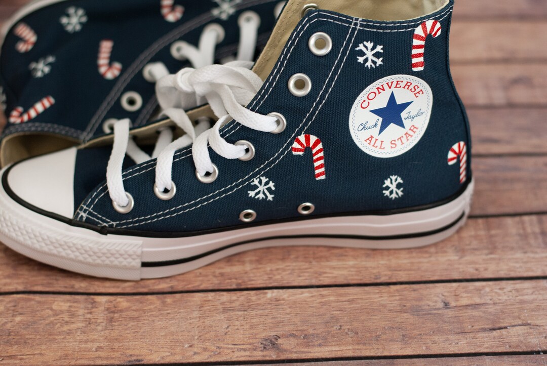 Hand Painted Candy Cane Converse - Etsy