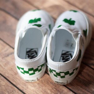 Checkered Shamrock Slip on Vans - Etsy