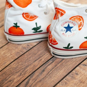 Custom Hand Painted Orange High Top Converse - Etsy