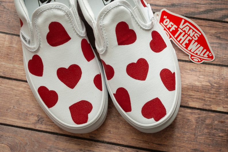 Red Heart Slip on Vans Valentine's Vans Hand Painted - Etsy