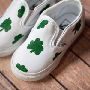 Checkered Shamrock Slip on Vans - Etsy