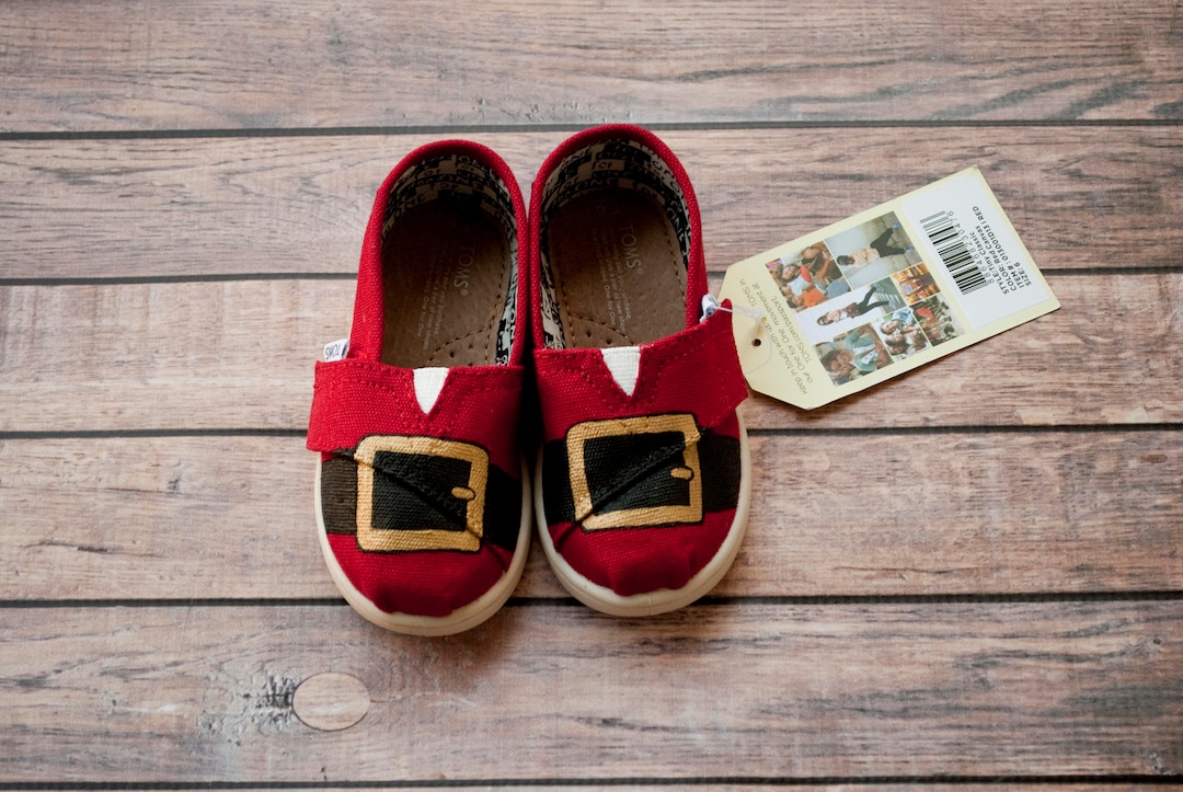 Santa Themed Hand Painted Toms Santa Claus Toms Custom Christmas Toms ...