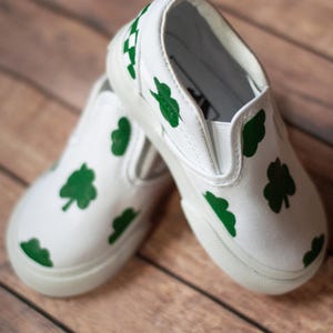 Checkered Shamrock Slip on Vans - Etsy
