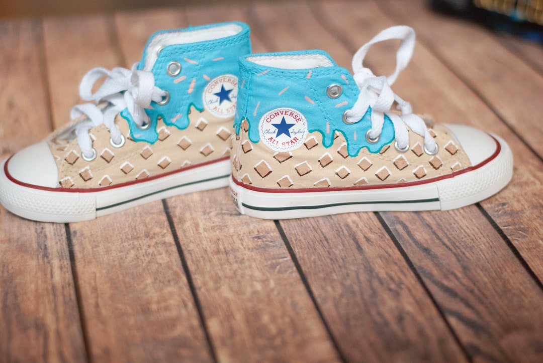 Blue Ice Cream Cone Hand Painted High Top Converse - Etsy