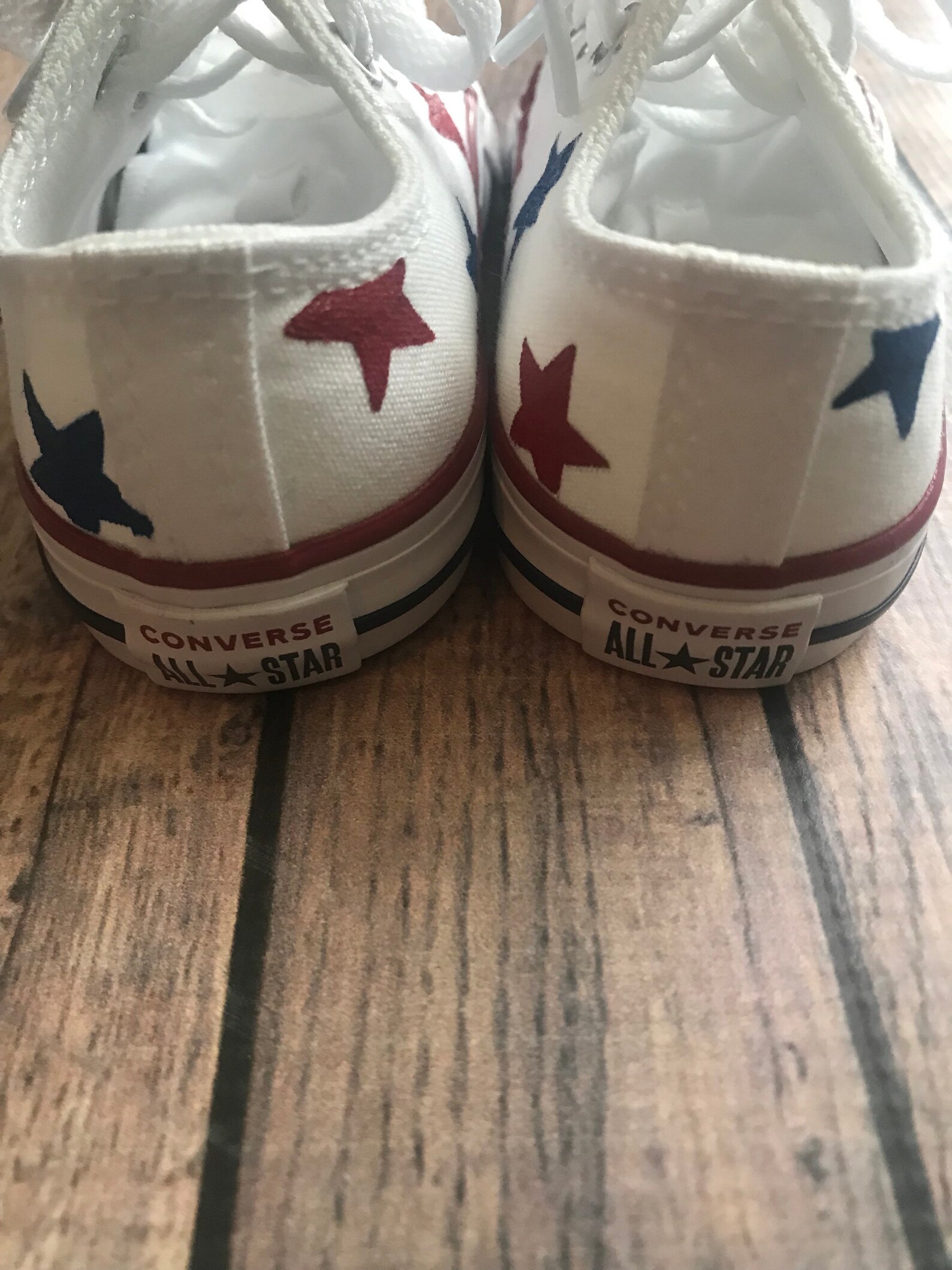 Red and Blue Hand Painted Star Low Top Converse - Etsy