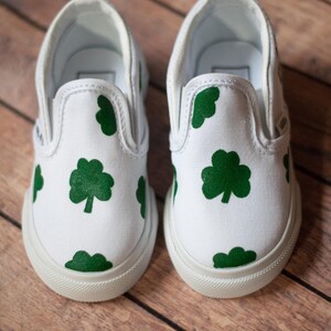 Checkered Shamrock Slip on Vans - Etsy