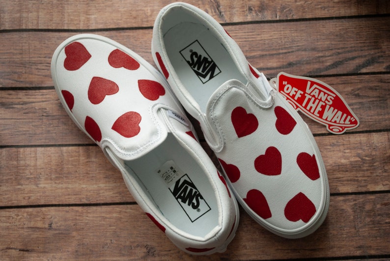 Red Heart Slip on Vans Valentine's Vans Hand Painted - Etsy